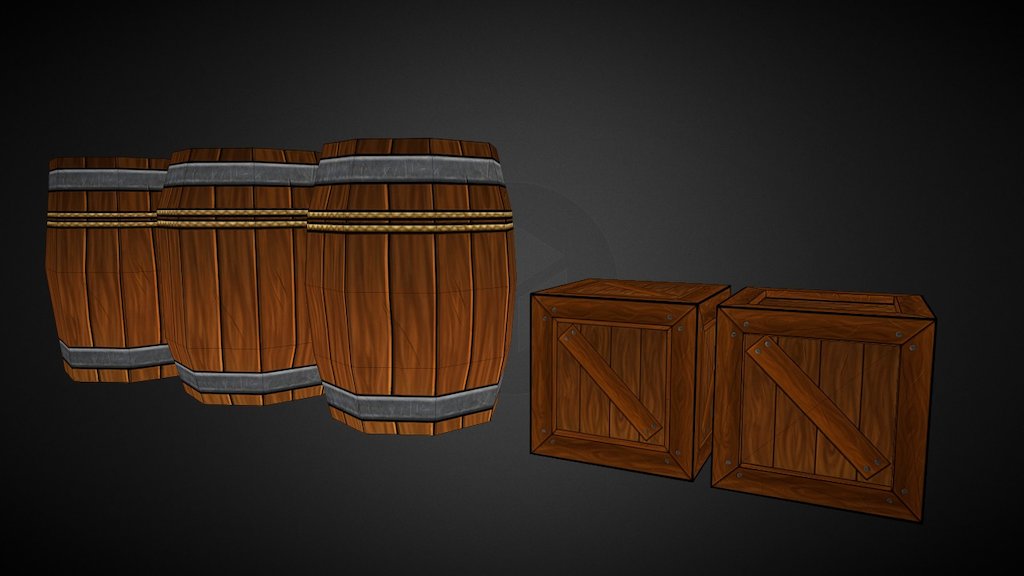 Stylized Crates and barrels - 3D model by DragonloreStudios [8332663 ...
