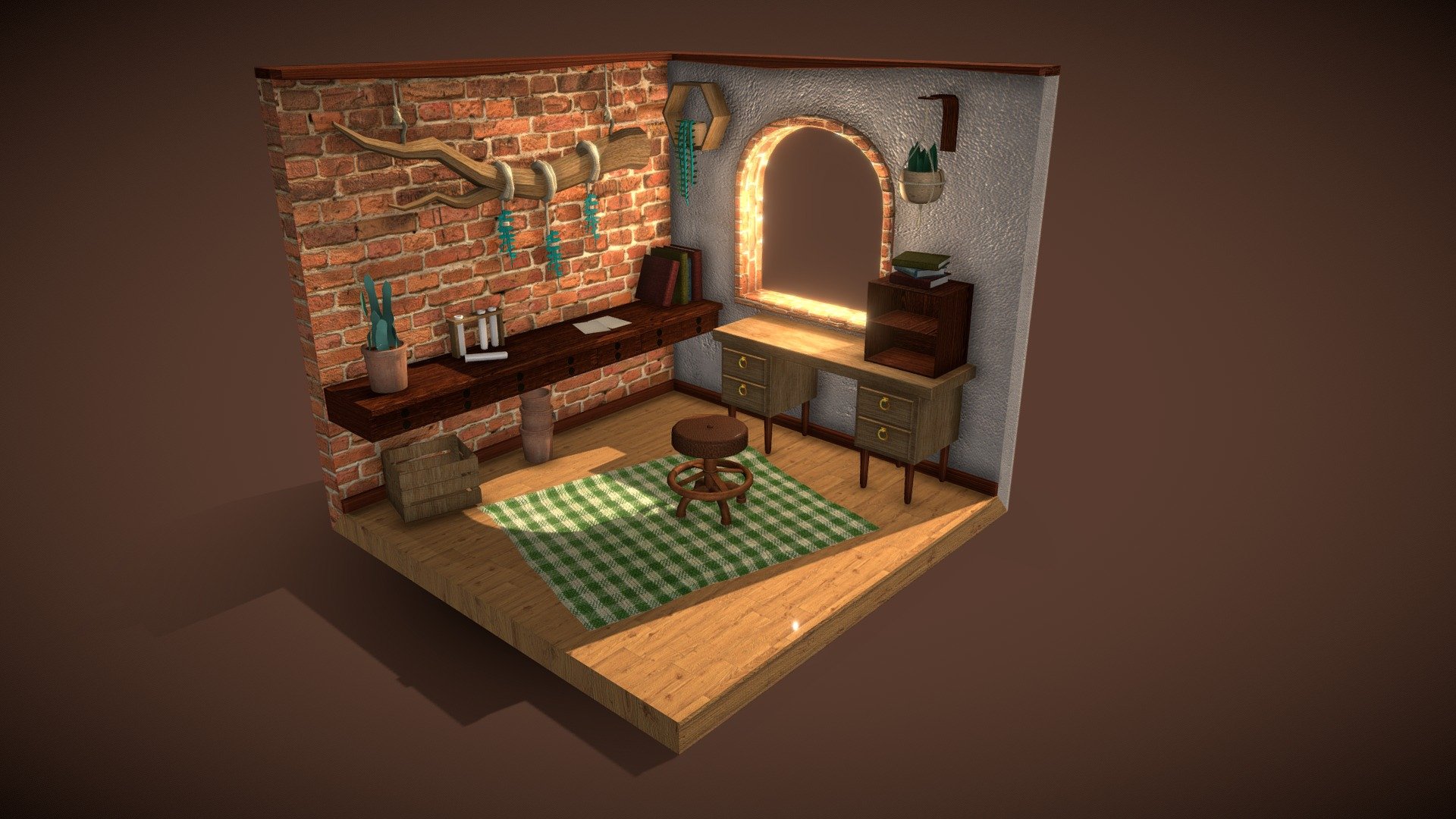 small study room - 3D model by Gen (@sum.genevieve) [833977f] - Sketchfab