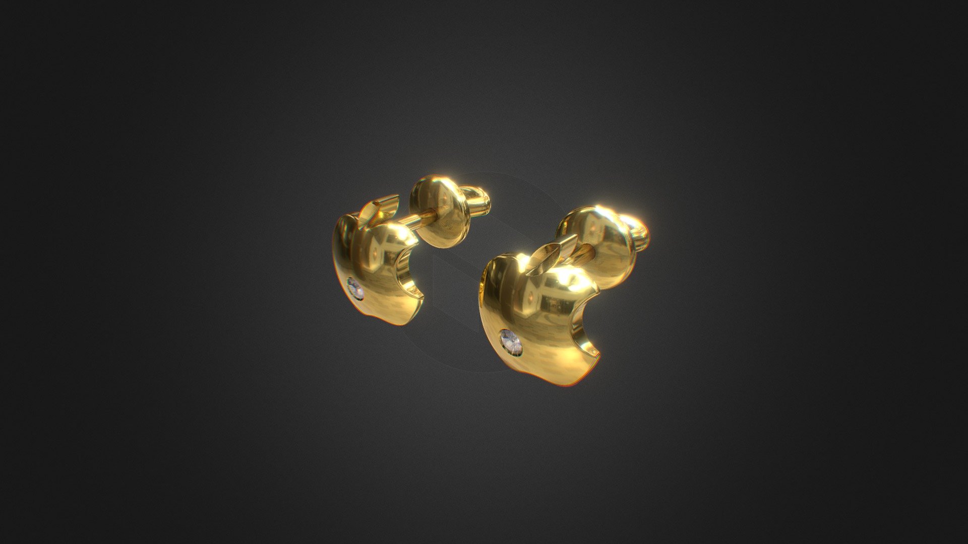 Apple (stud earring) - 3D model by ilyak (@ilyaka) [834c9b5] - Sketchfab