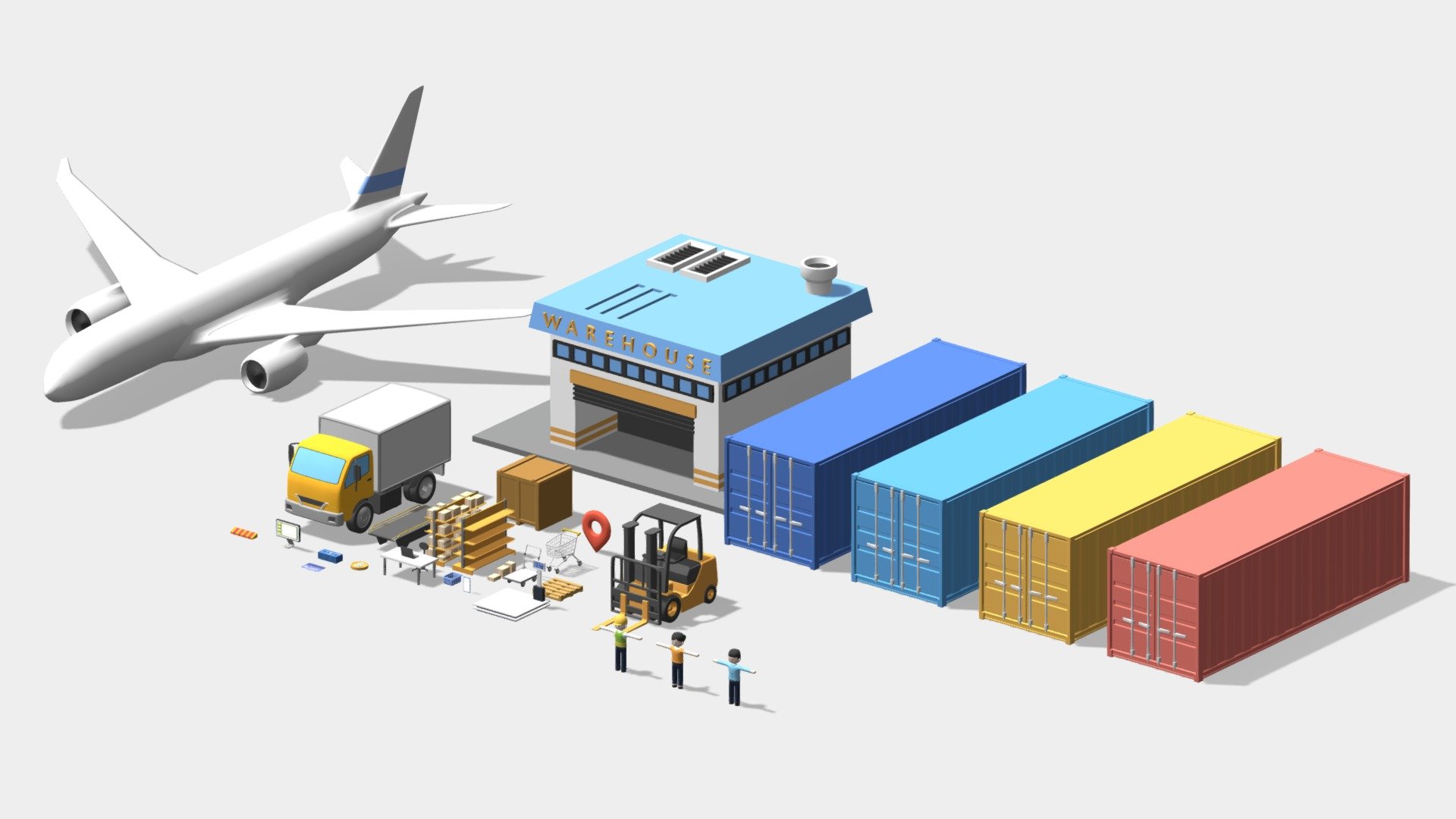 Warehouse Assets Pack - Buy Royalty Free 3D model by Oniigirii [8356644 ...