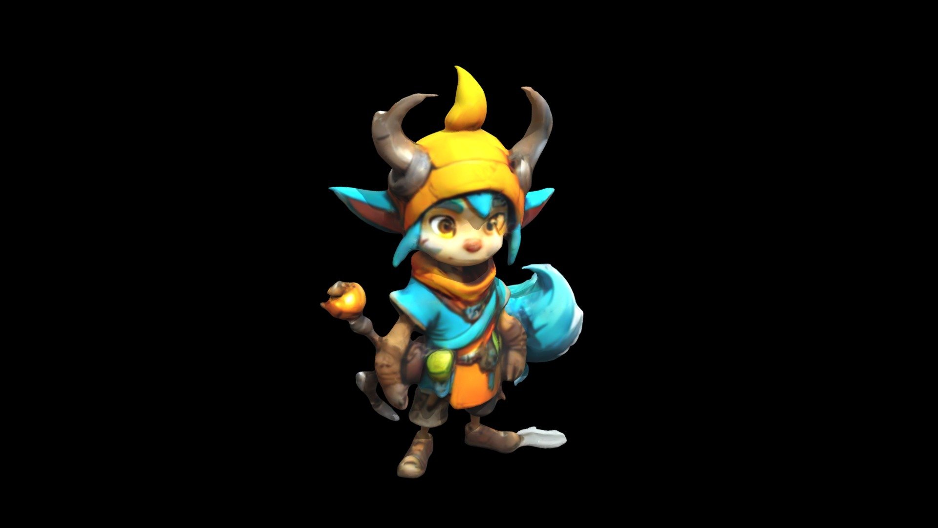 a cartoon character with horns and a blue tai - Download Free 3D model ...