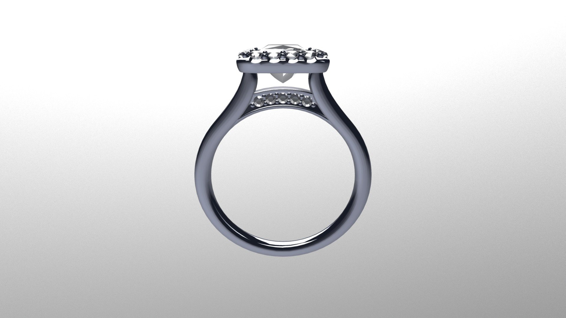 Princess Cut Contemporary halo design. - 3D model by chrissimpson ...