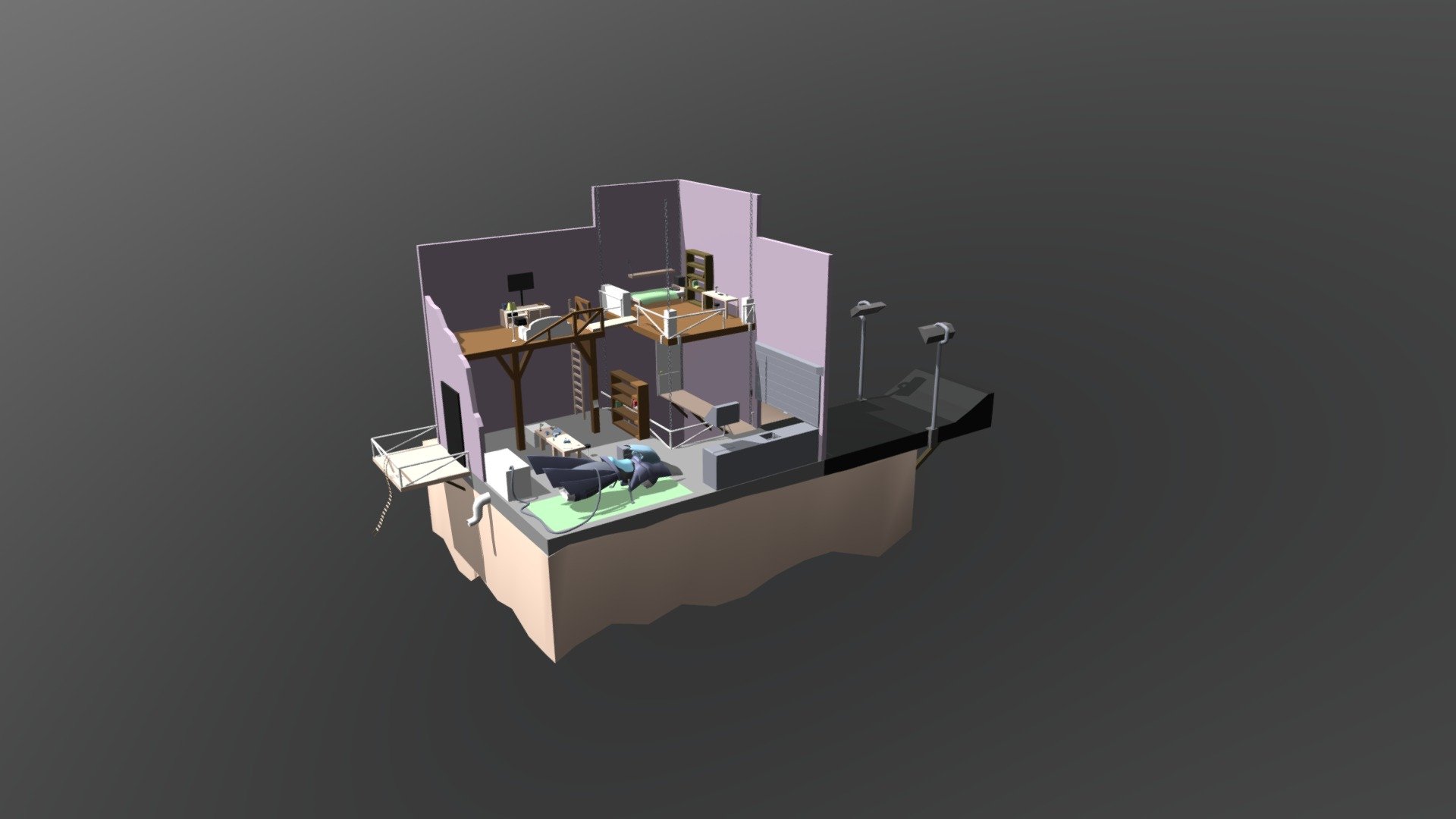 House on space rock - 3D model by Hylia3 [8381992] - Sketchfab