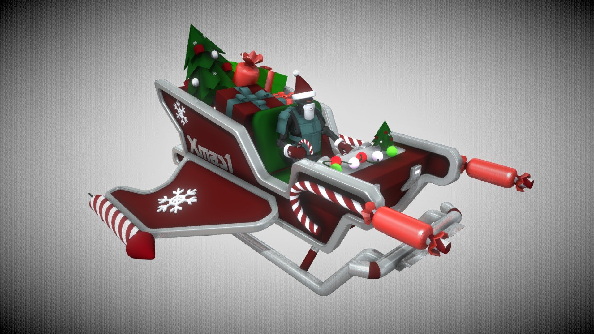 Xmas Robo Santa Sleigh - Buy Royalty Free 3D model by Thunder_Owl ...