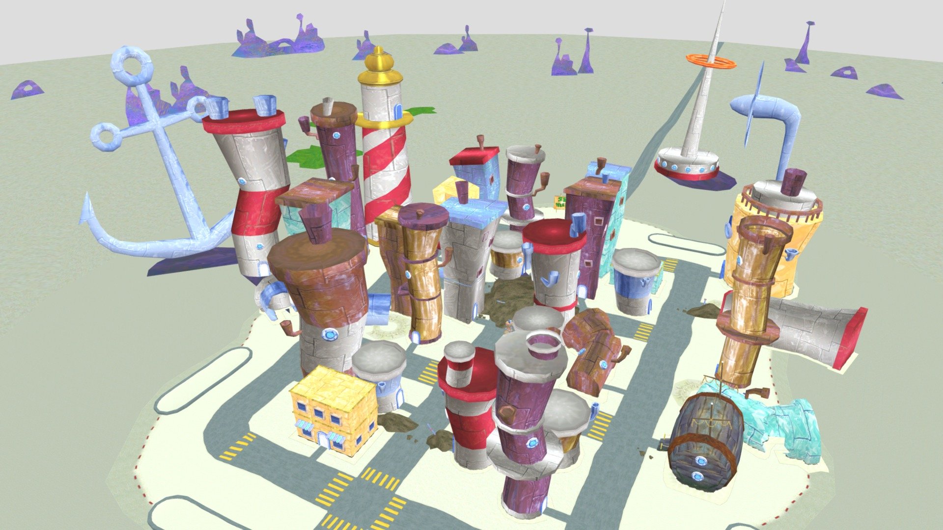 Battle for Bikini Bottom - Downtown - Download Free 3D model by SMF ...