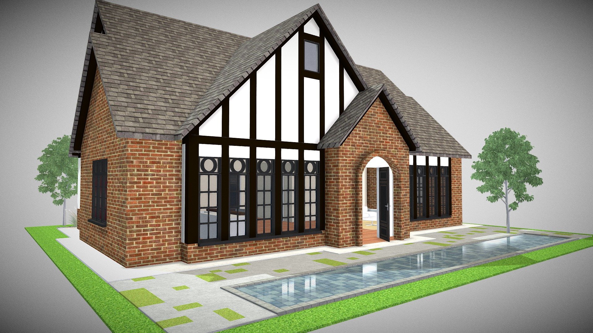 Tudor Style House - Buy Royalty Free 3D model by rmmetaarch [83abf0b ...