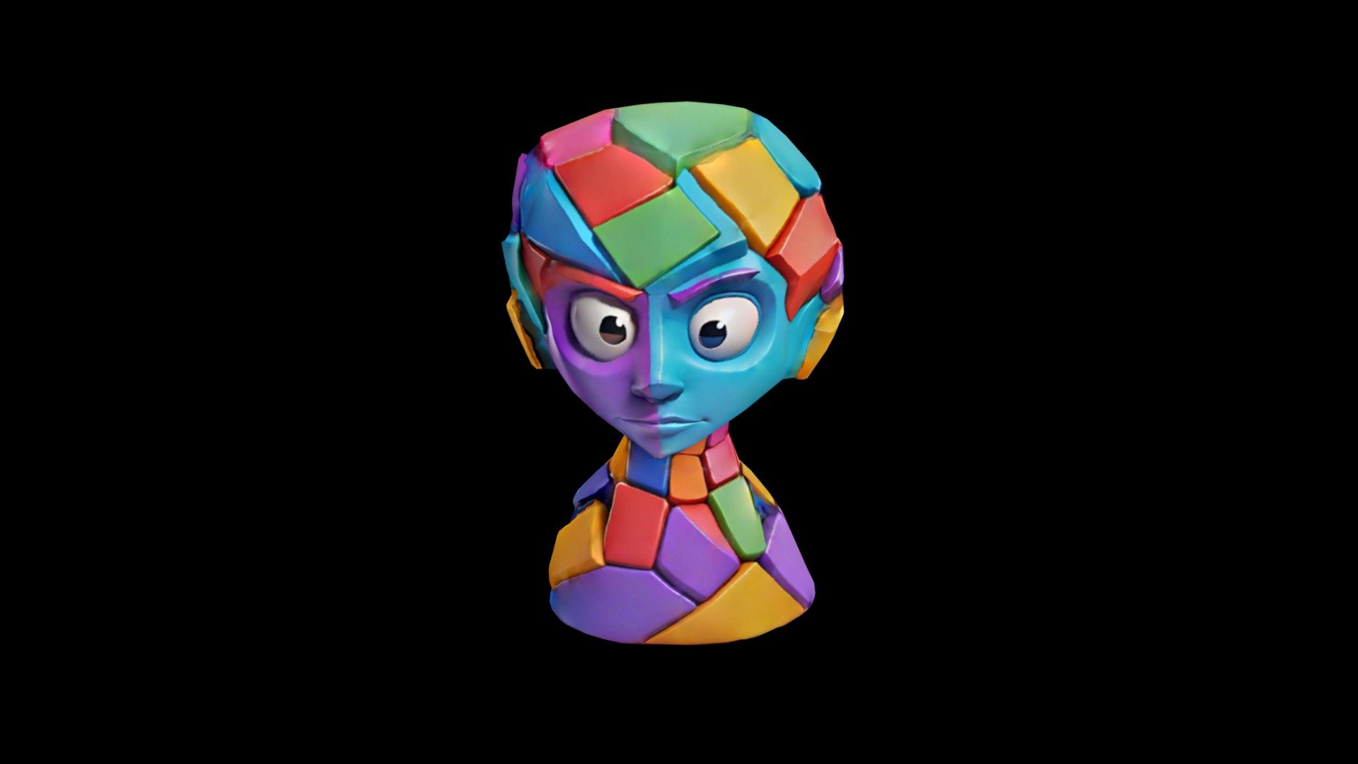 A colorful 3D head made of cubes, with a blue fa - Download Free 3D ...
