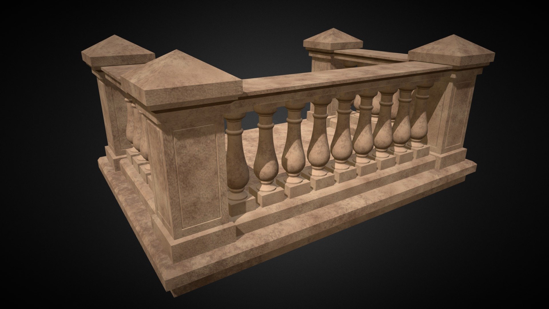 Balustrade Balcony - Download Free 3D model by Esther3D [83bf8e5 ...