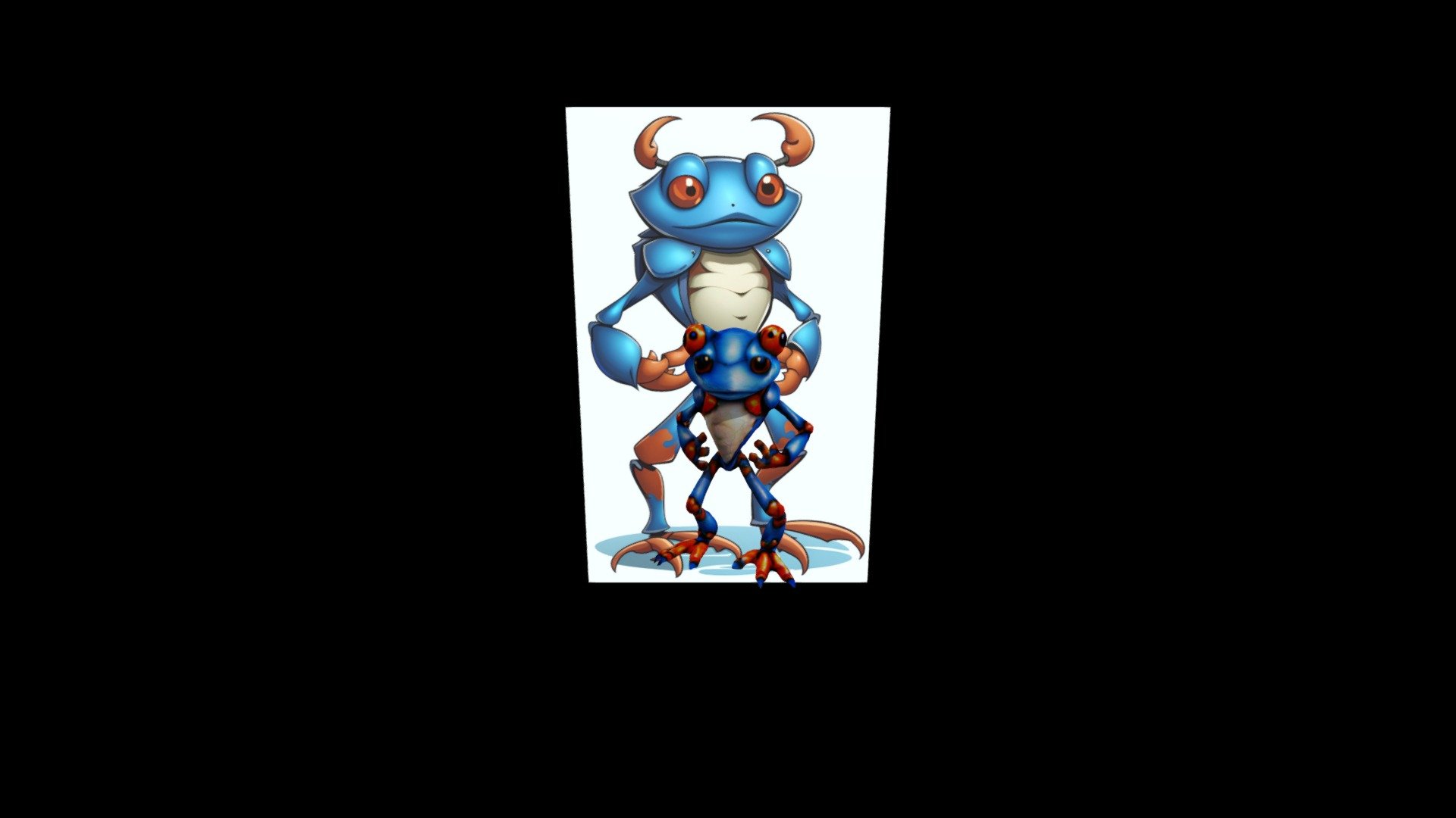 cartoon blue monster with orange legs and a big - Download Free 3D ...