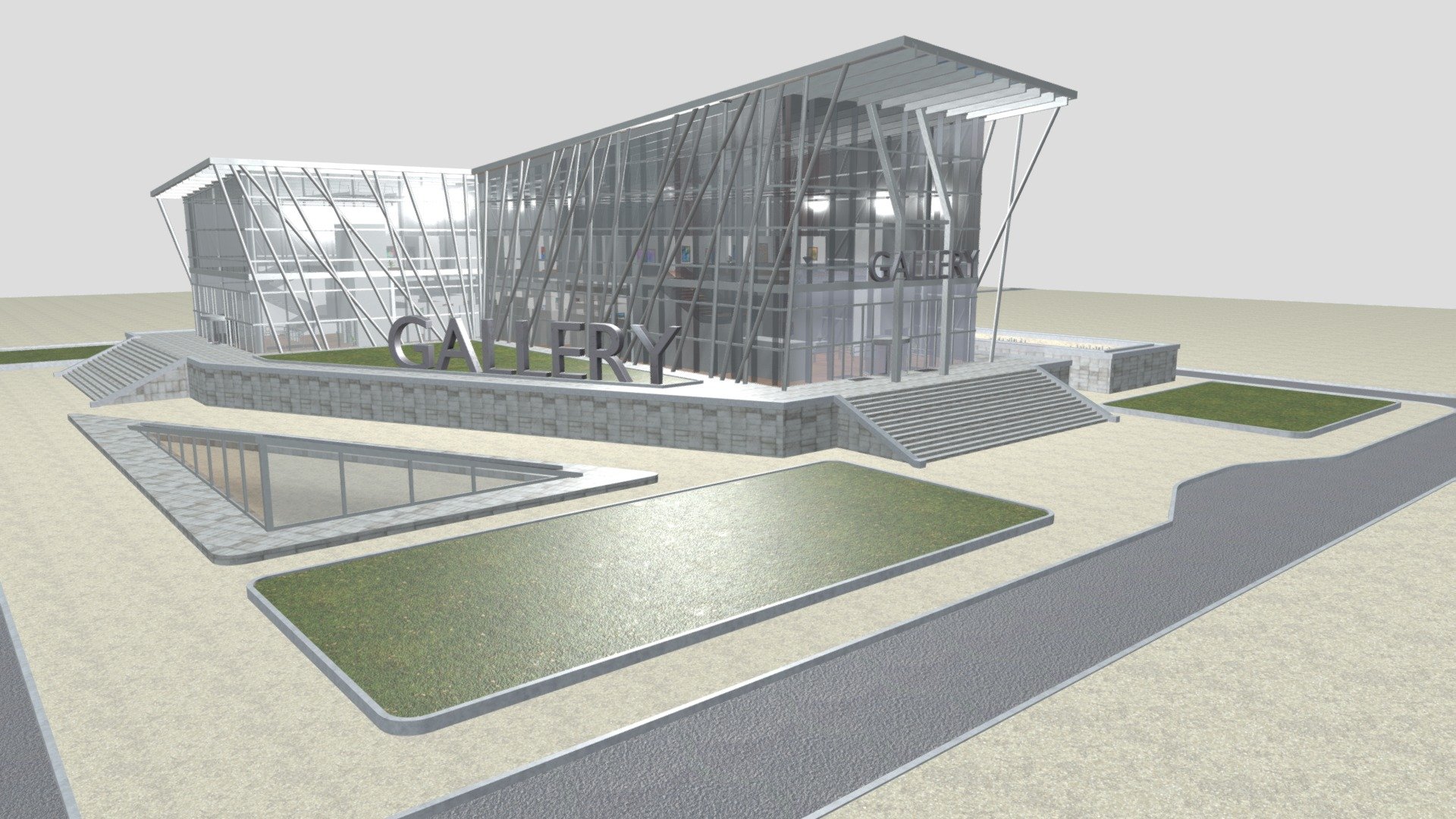 Exhibition - Modern Gallery - Buy Royalty Free 3D model by Mixall ...