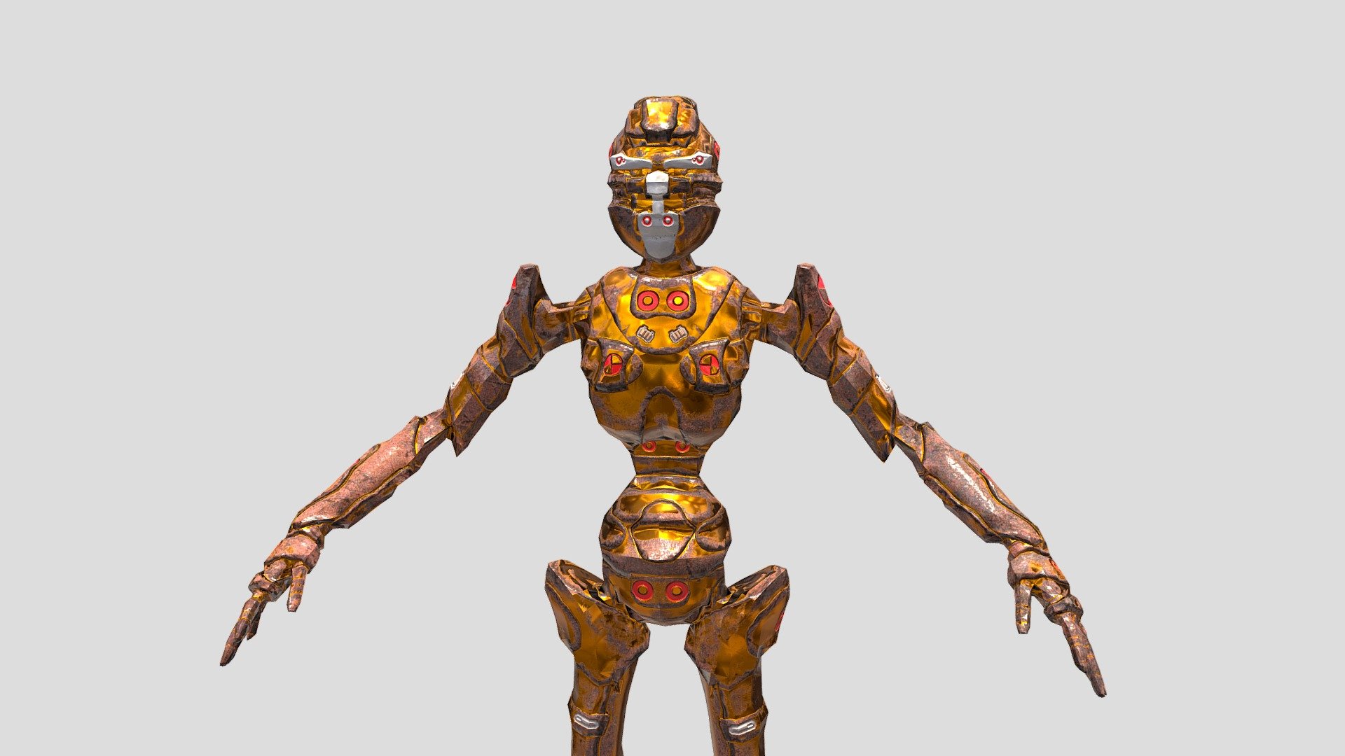 Robot Gold sci fi. 3D low poly game character - 3D model by Agarkova_CG ...