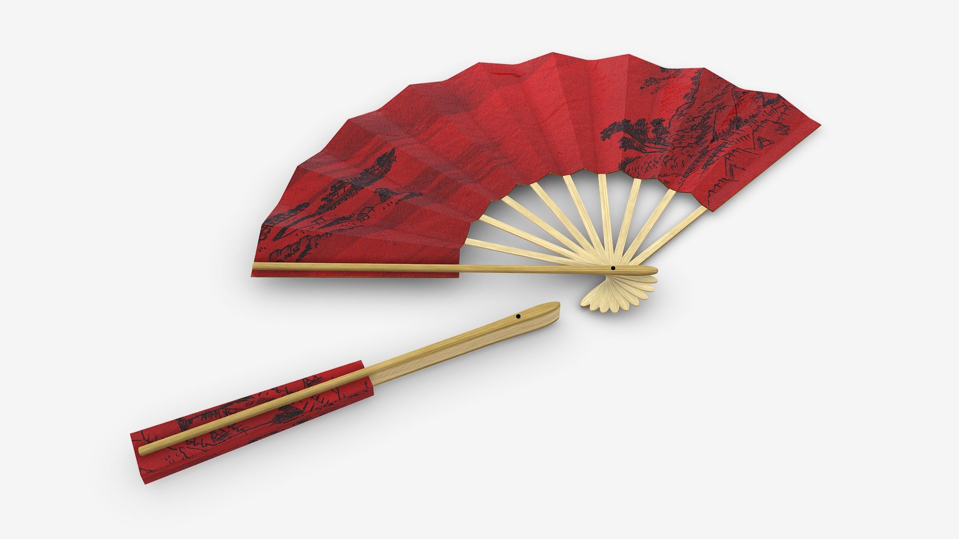 Japanese Ogi Fan for Dancing - Buy Royalty Free 3D model by HQ3DMOD ...