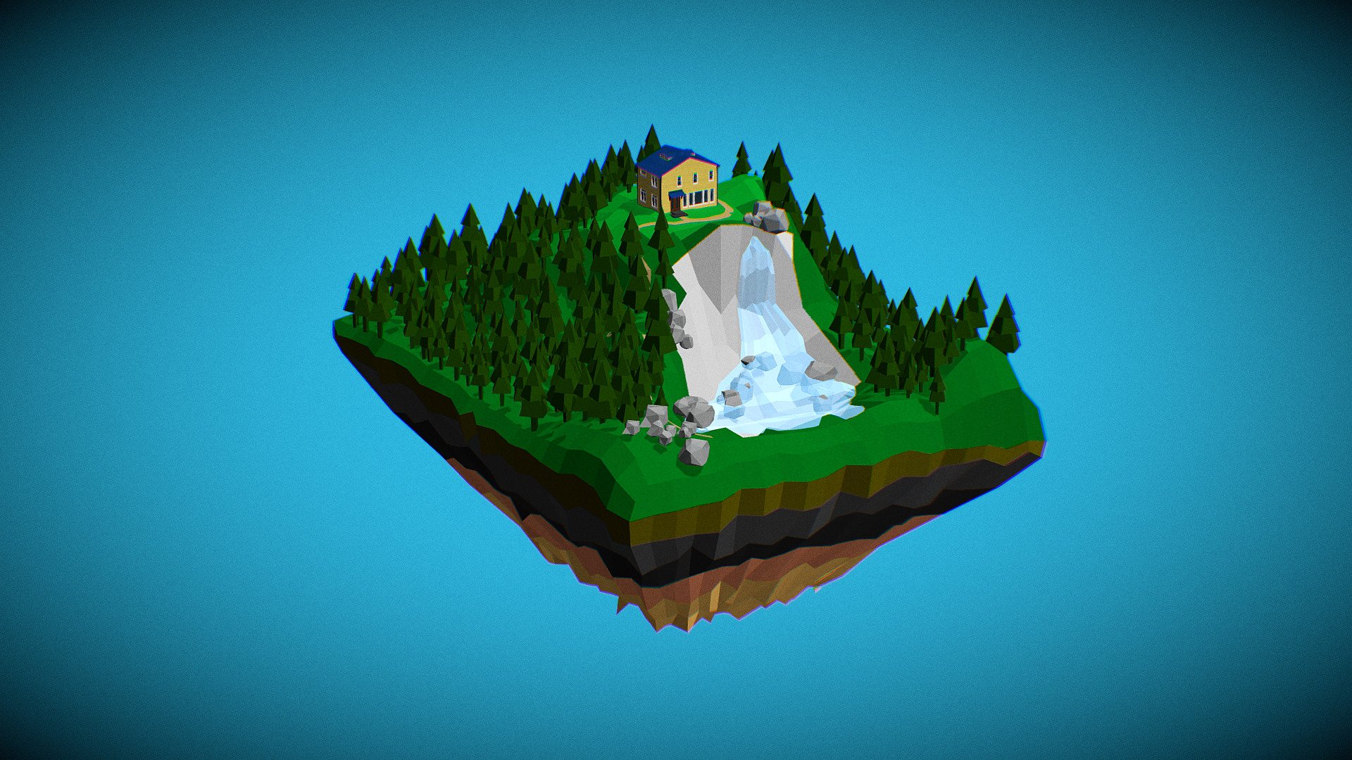 House near the waterfall - Download Free 3D model by Armen Gevorgyan ...