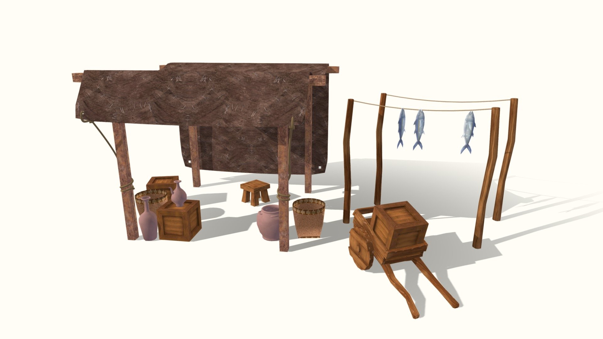Low Poly Traditional Market Stall - Download Free 3D model by Nisa ...