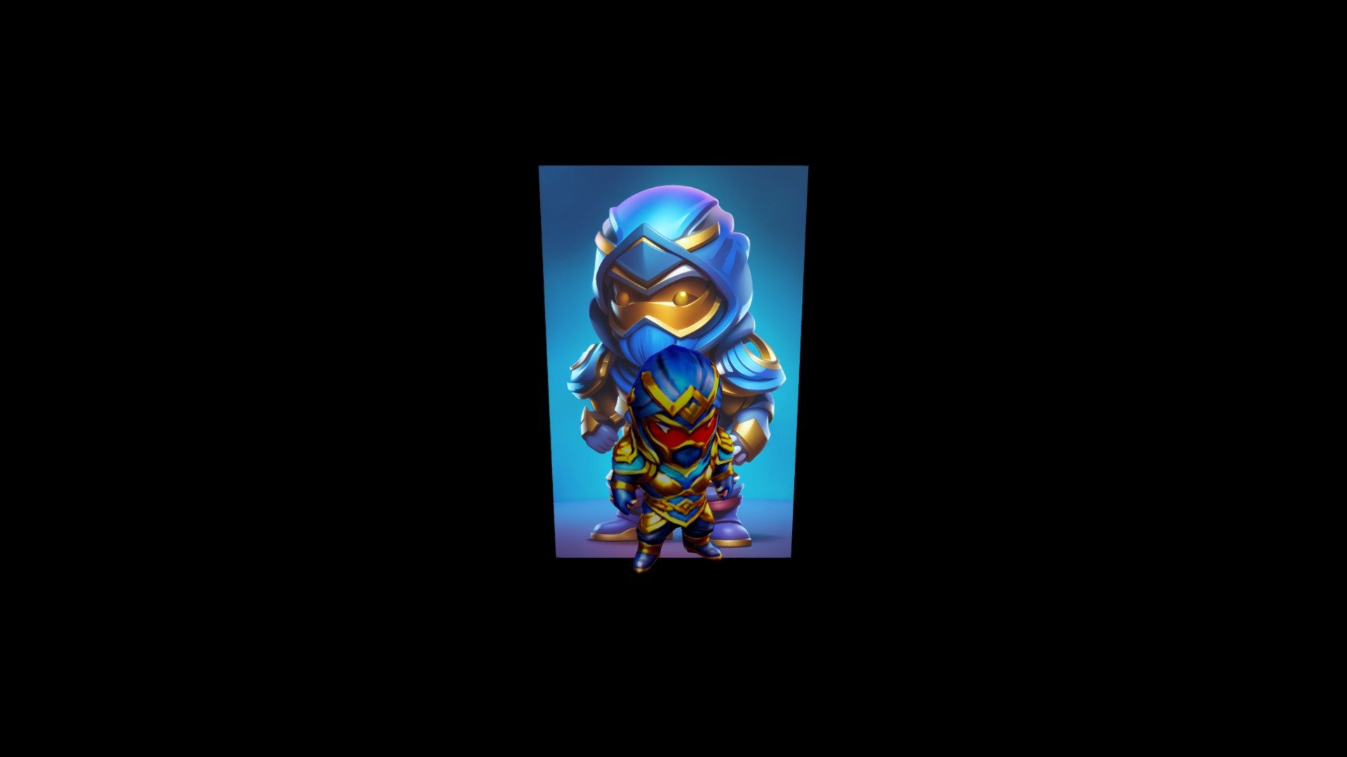 a cartoon character of a blue and gold ninja, 3 - Download Free 3D ...