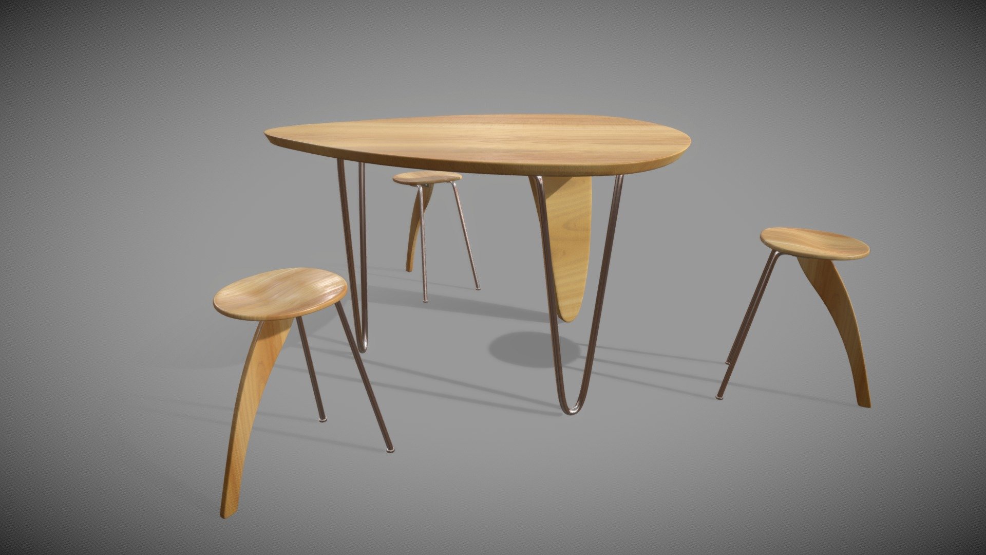 Designer table and stool / Furniture - Download Free 3D model by ...