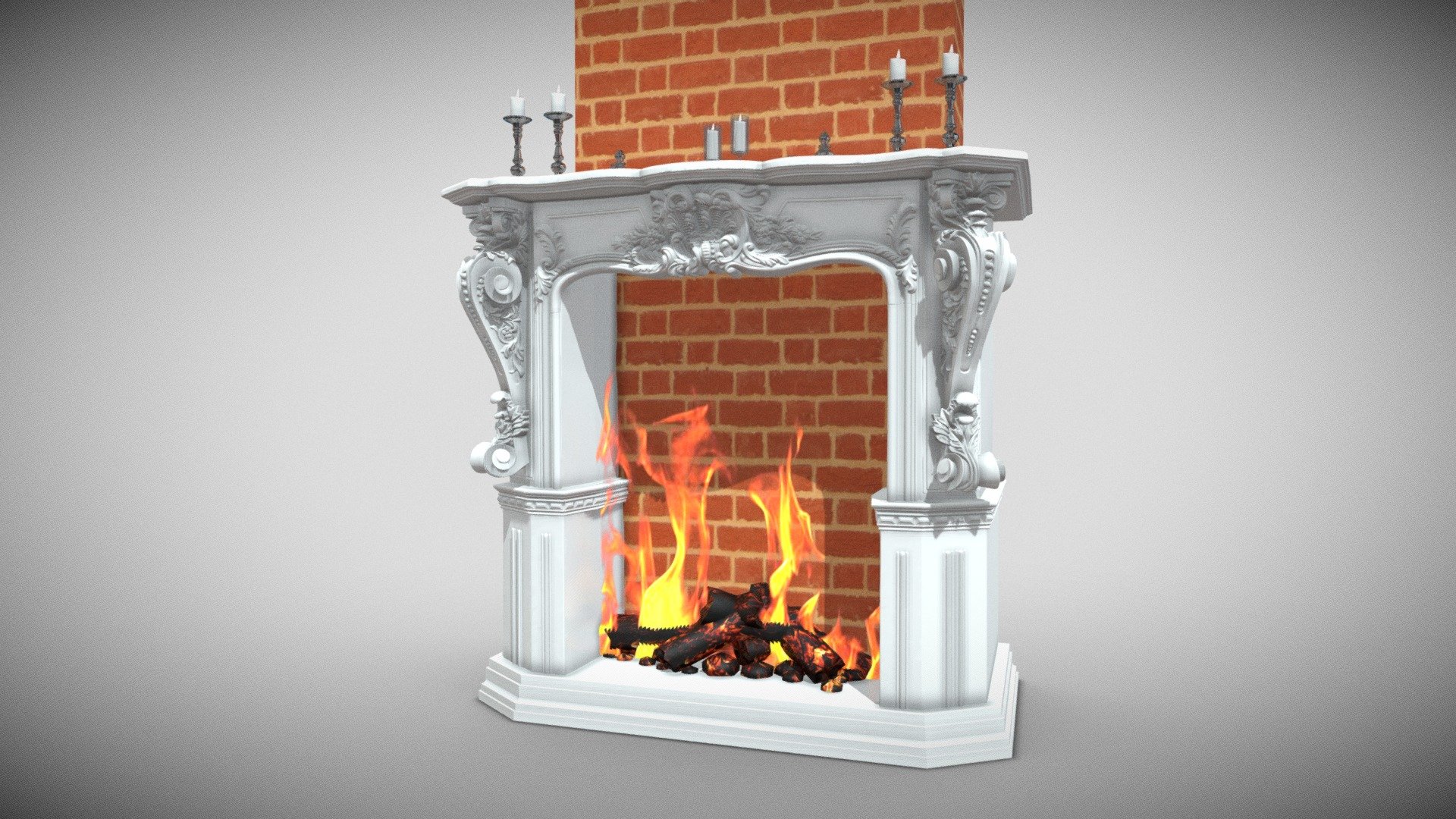3D Classic Fireplace 3D Model - 3D model by nvere [84006b6] - Sketchfab