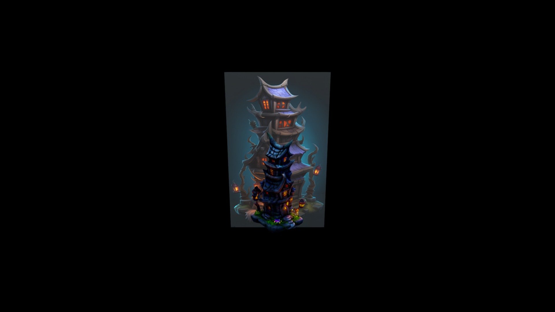 Haunted House with Lanterns A tall, spooky ho - Download Free 3D model ...