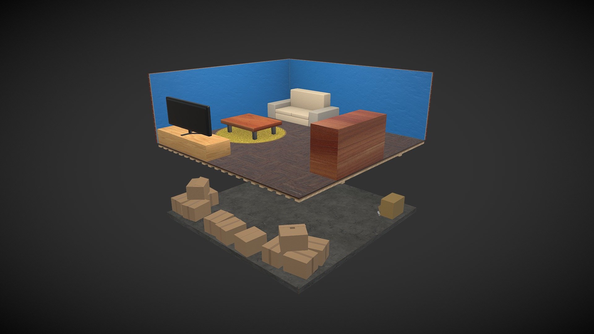 Living Room with Basement - Download Free 3D model by Gibril_Sanha ...