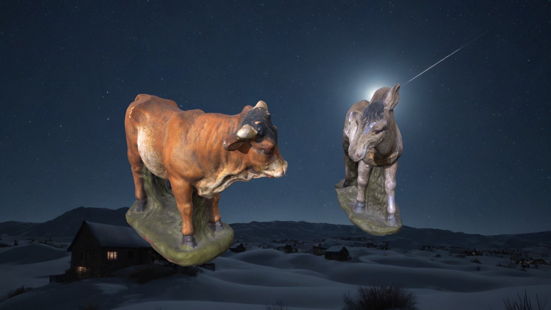 Vintage nativity figures - Ox and Mule - 3D model by Kai Christmann ...