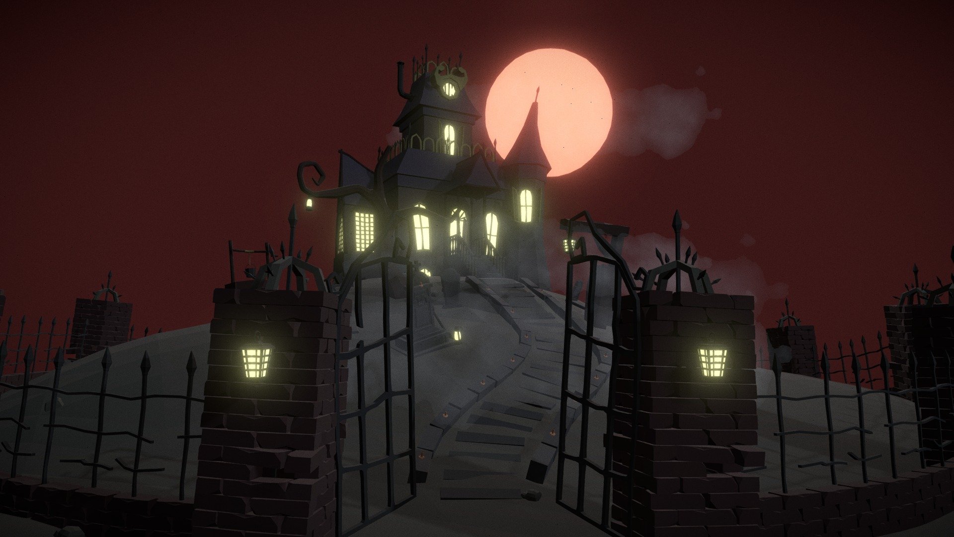 Halloween mansion - Download Free 3D model by Adrián Rando (@randosoda ...
