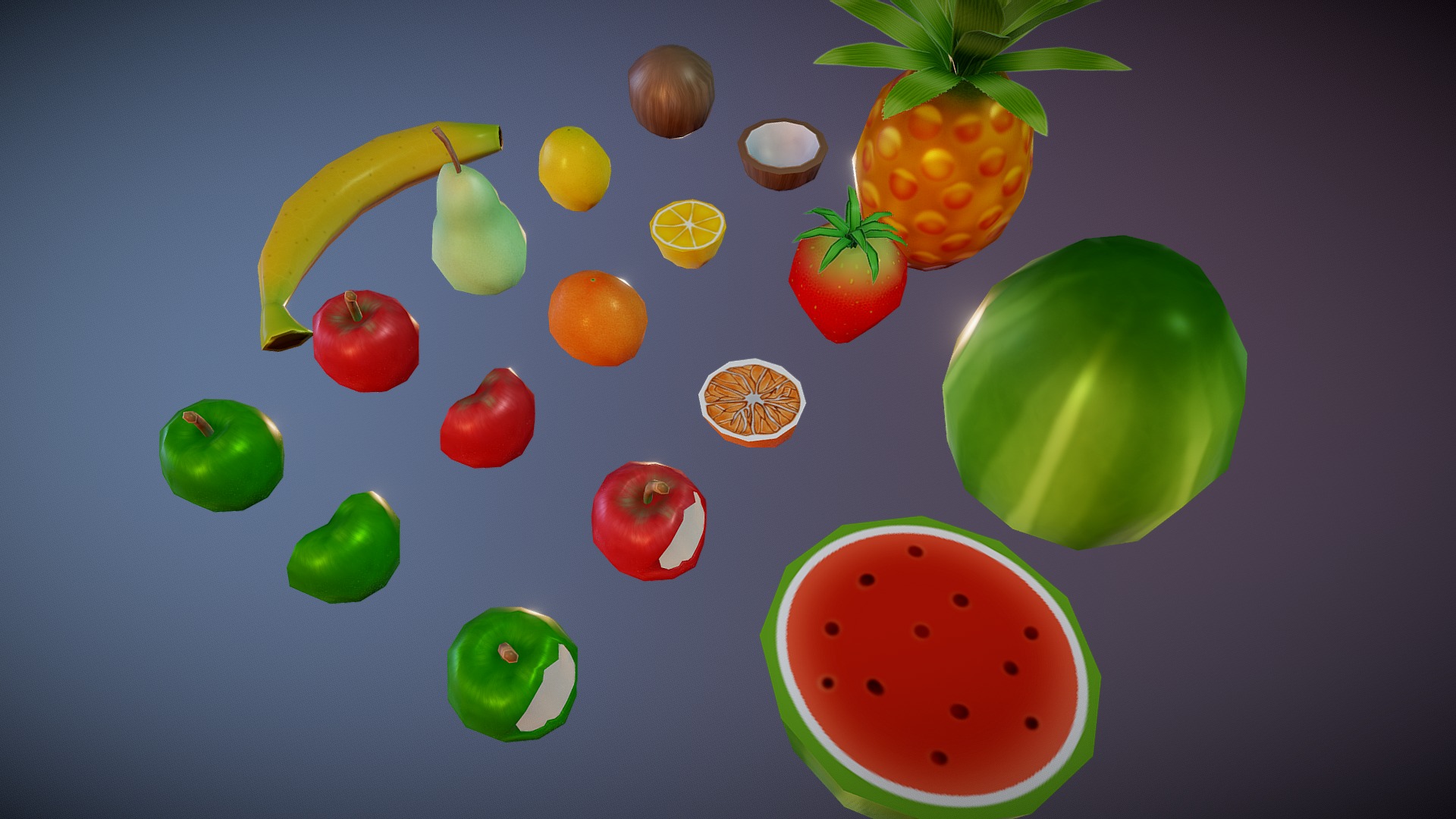 (Low Poly) Fruits Pack - 3D model by Zakhan [841fb02] - Sketchfab
