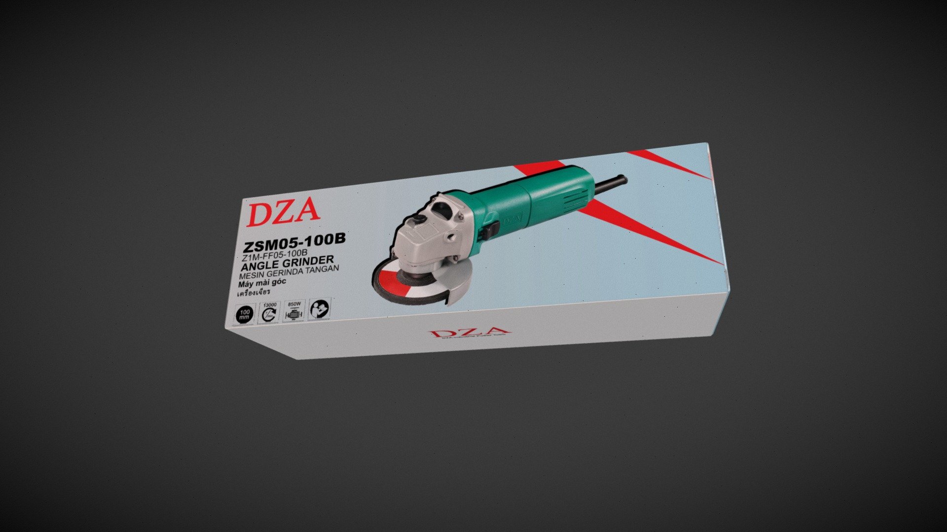 DZA Angle Grinder (Packaging) - 3D model by offpapers [84214f9] - Sketchfab