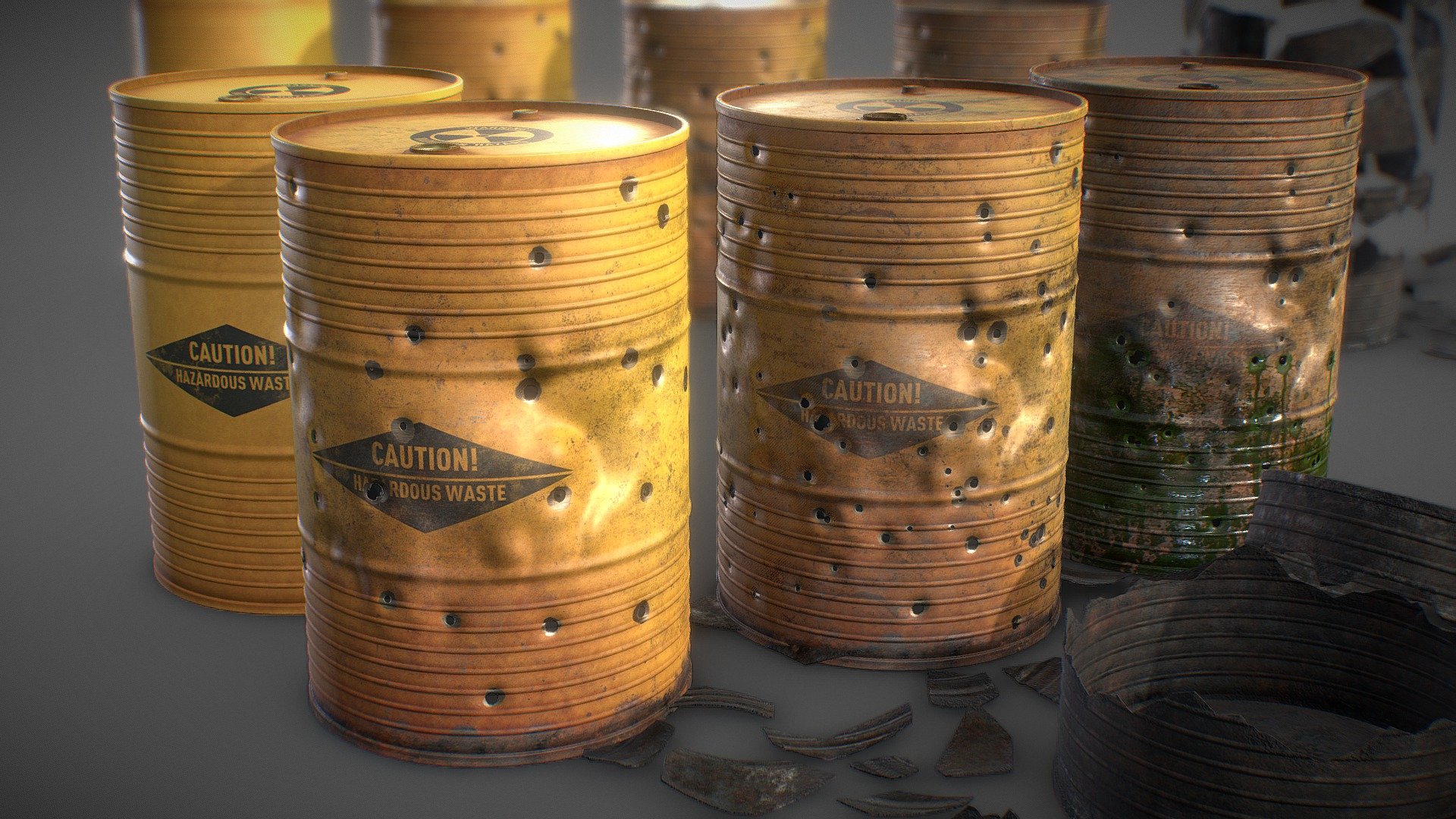 AssetPack: Metal Drum Barrels Destruction Stages - Buy Royalty Free 3D model by MarcinGArt ...