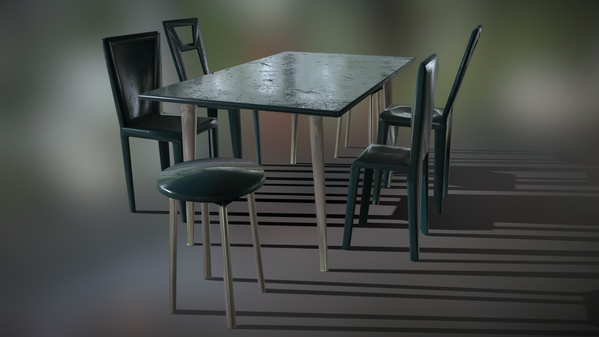 Low poly outdoor table, patio chairs & stool (1) - Download Free 3D ...