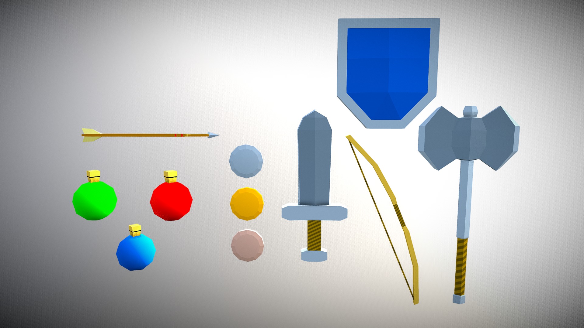 Low Poly RPG Fantasy Weapons & Items Pack - Buy Royalty Free 3D model ...