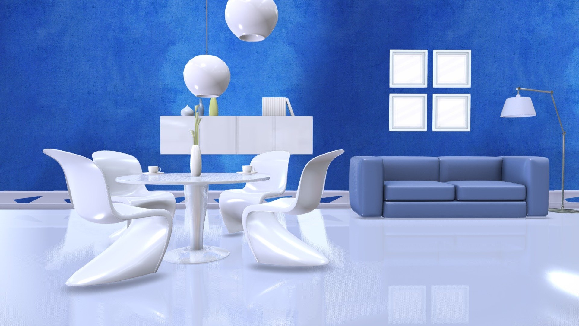 Modern Blue Virtual Room - Buy Royalty Free 3D model by 3dia [84580c4 ...