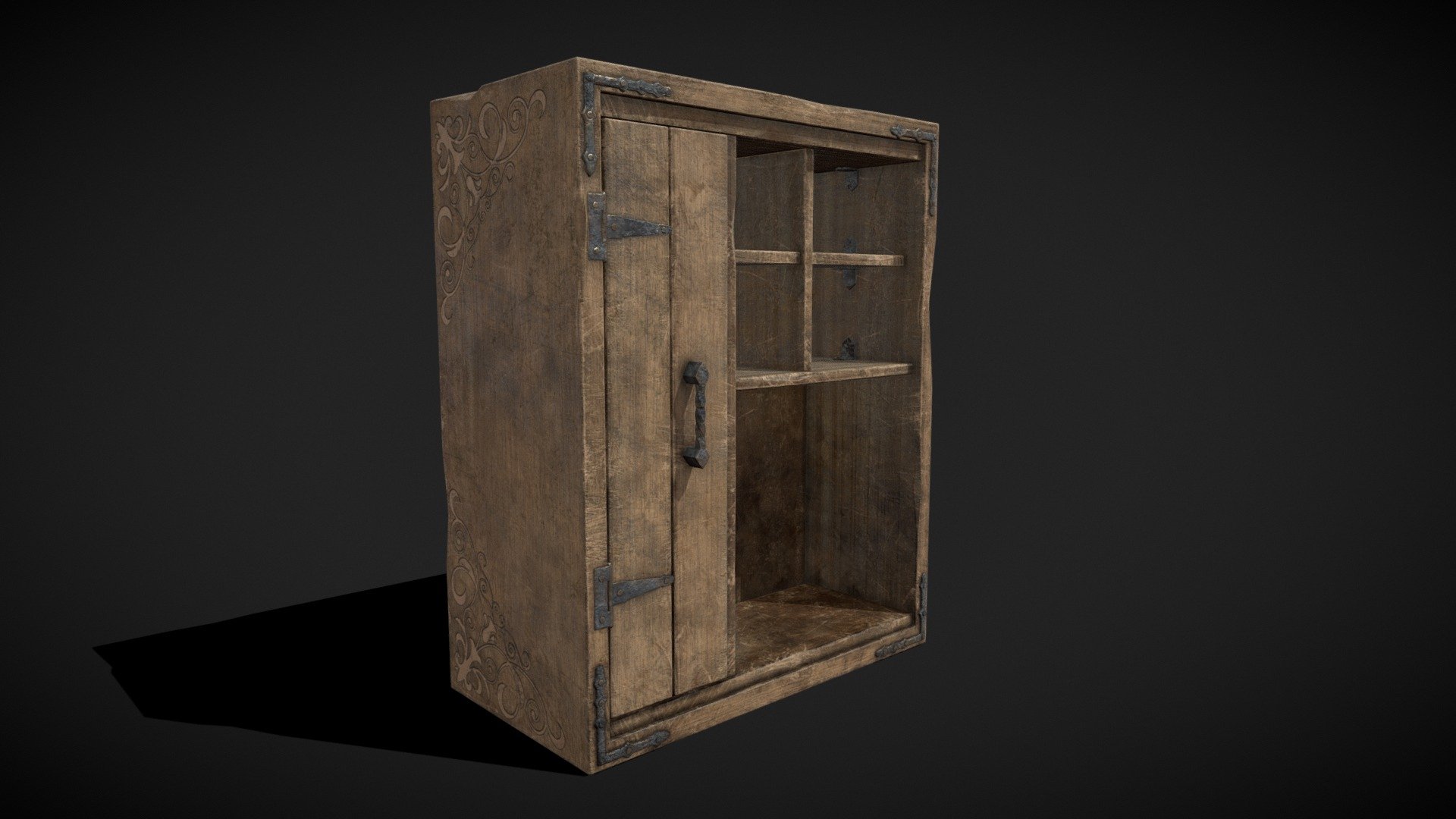 Rustic Ornamental Wooden Cabinet - Buy Royalty Free 3D model by ...