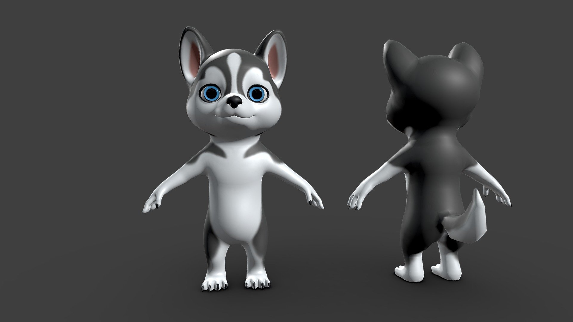 Toony Huksy Dog - Topology + UV Map - 3D model by Tashi (@tsering ...