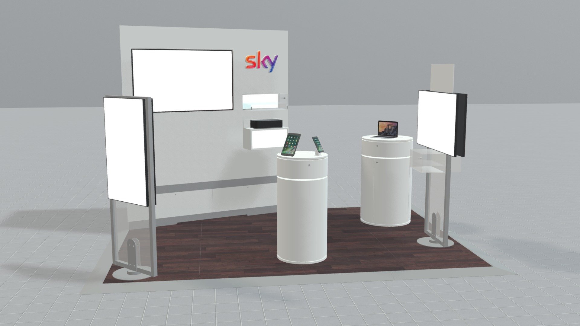 14 TRADE BOOTH 4x3mt. WITH TRIANGULAR STORAGE_v2 - 3D model by RM ...