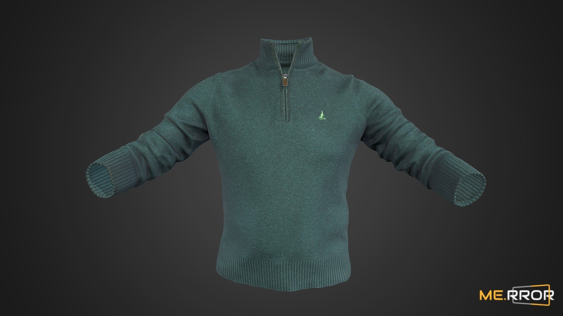 [Game-Ready] Green Half-zip Knit Sweater - Buy Royalty Free 3D model by ...