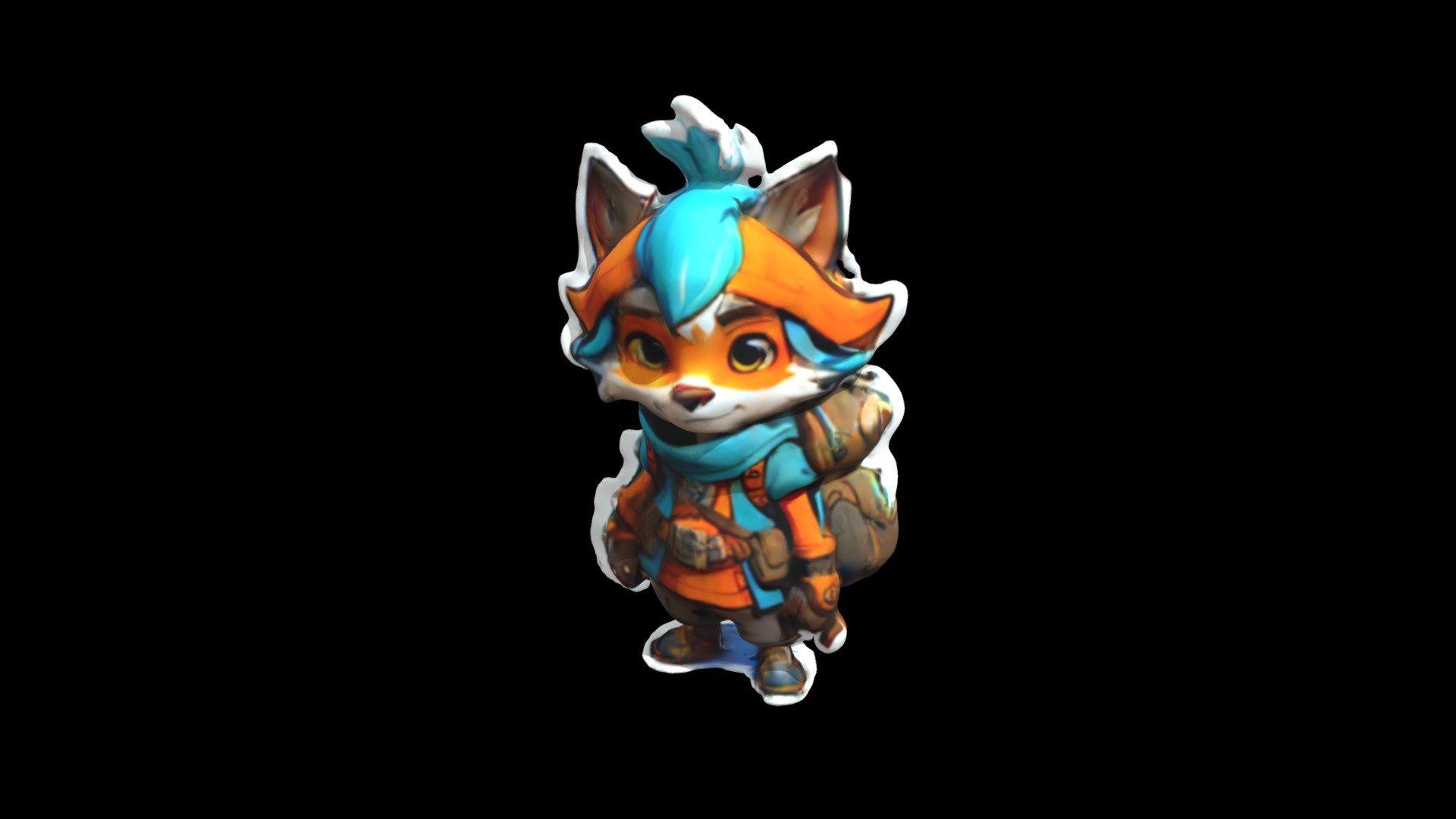 a cartoon drawing of a fox with a backpack - Download Free 3D model by ...