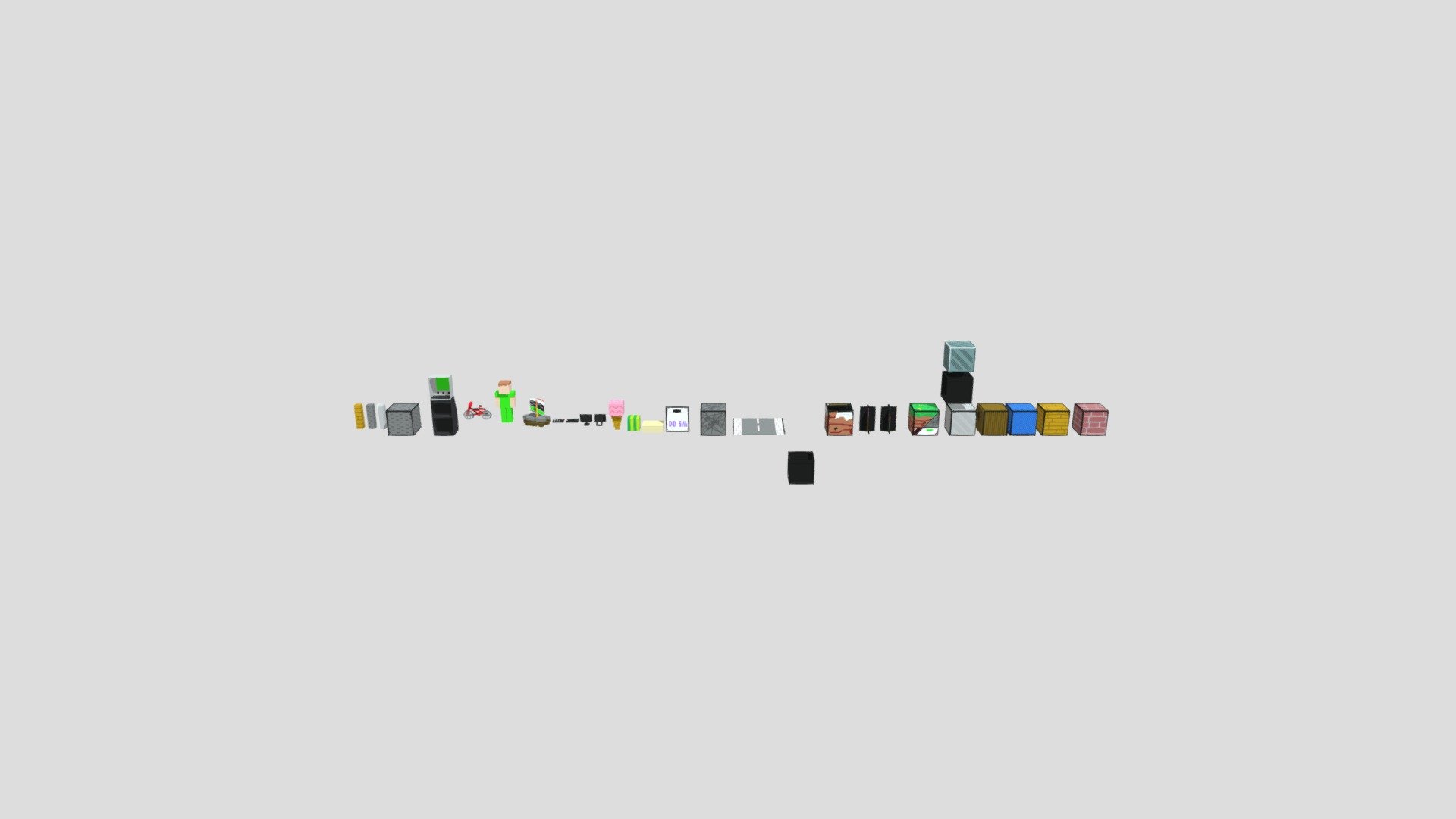 pixeled blocks (with outline) - Download Free 3D model by Lyrad ...