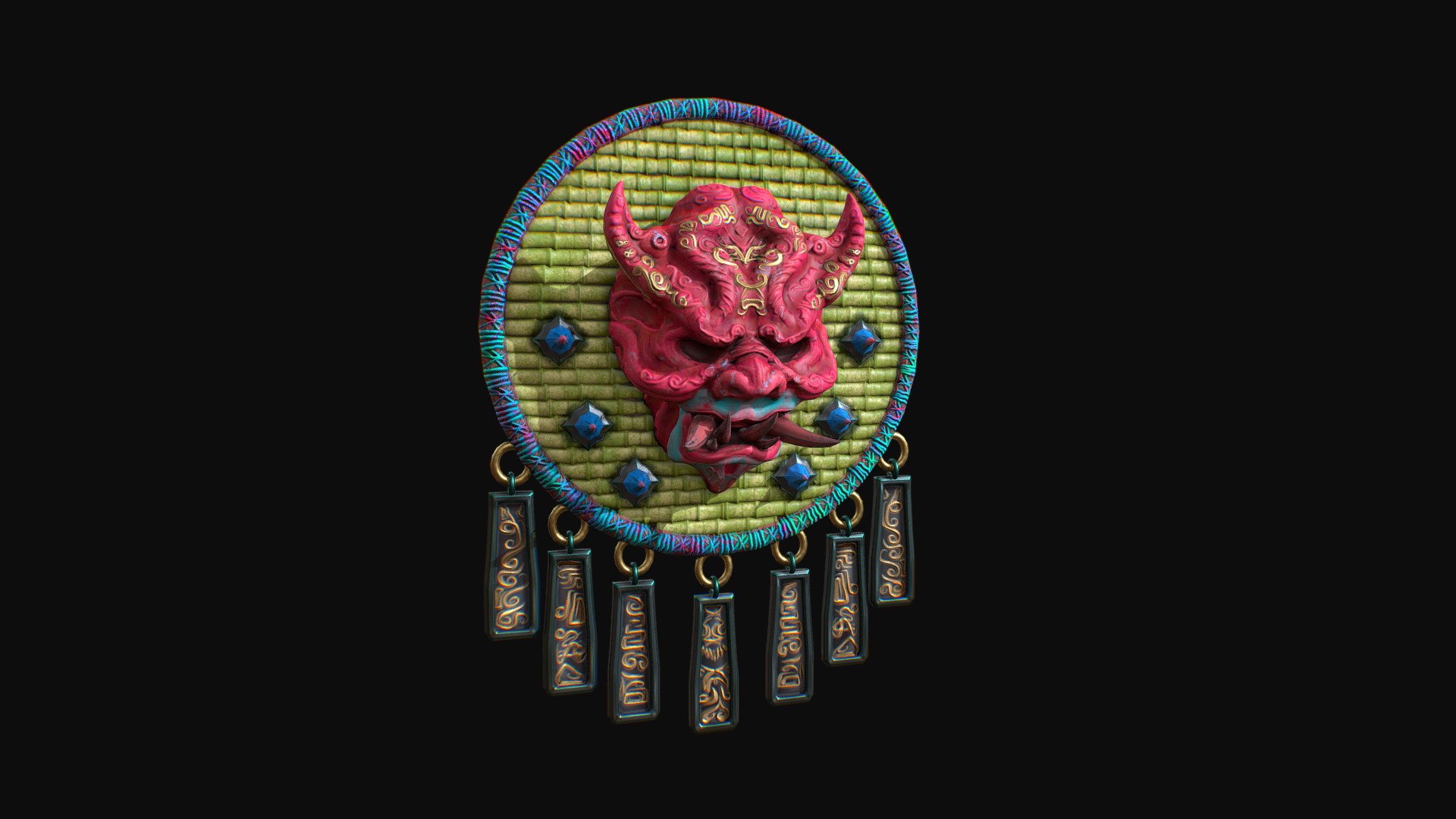 Fantasy shield with demon mask - 3D model by Alexandr33D (@vympel ...