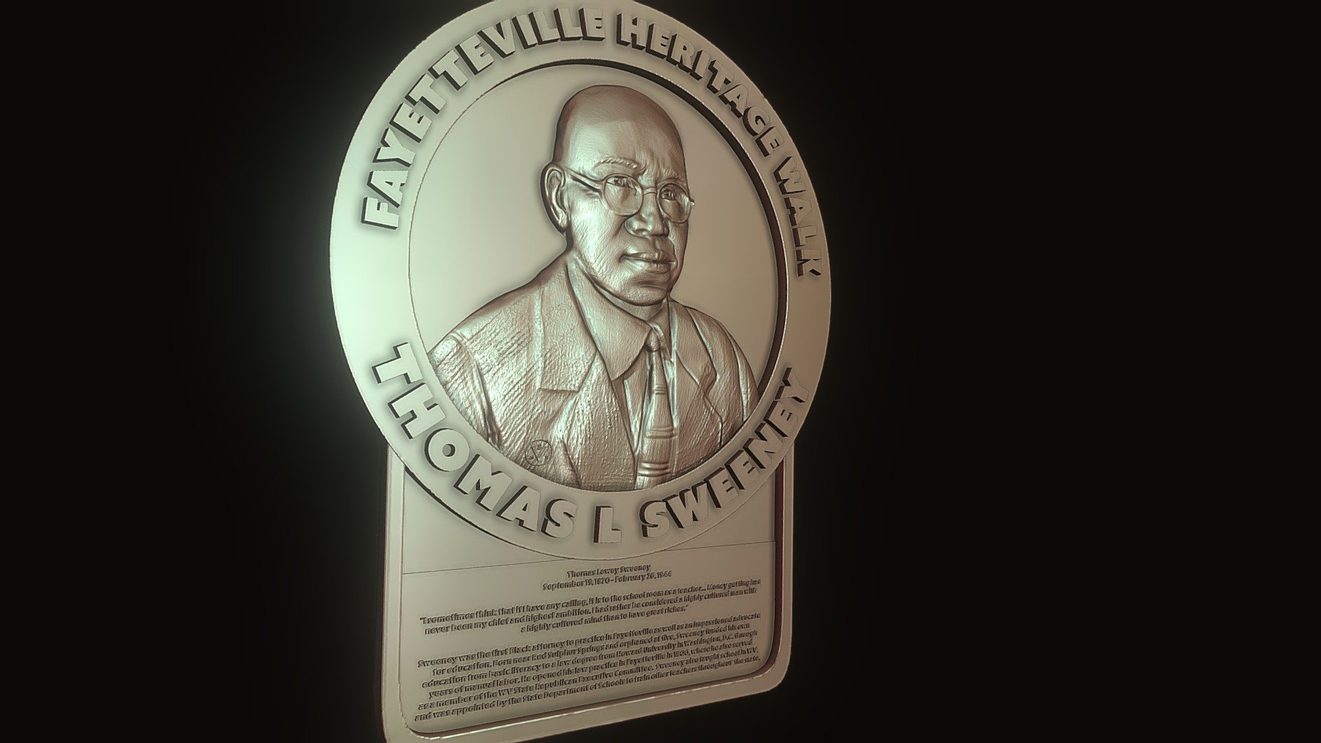 Thomas Sweeney Plaque - 3D model by lestersculpt [84c7f57] - Sketchfab