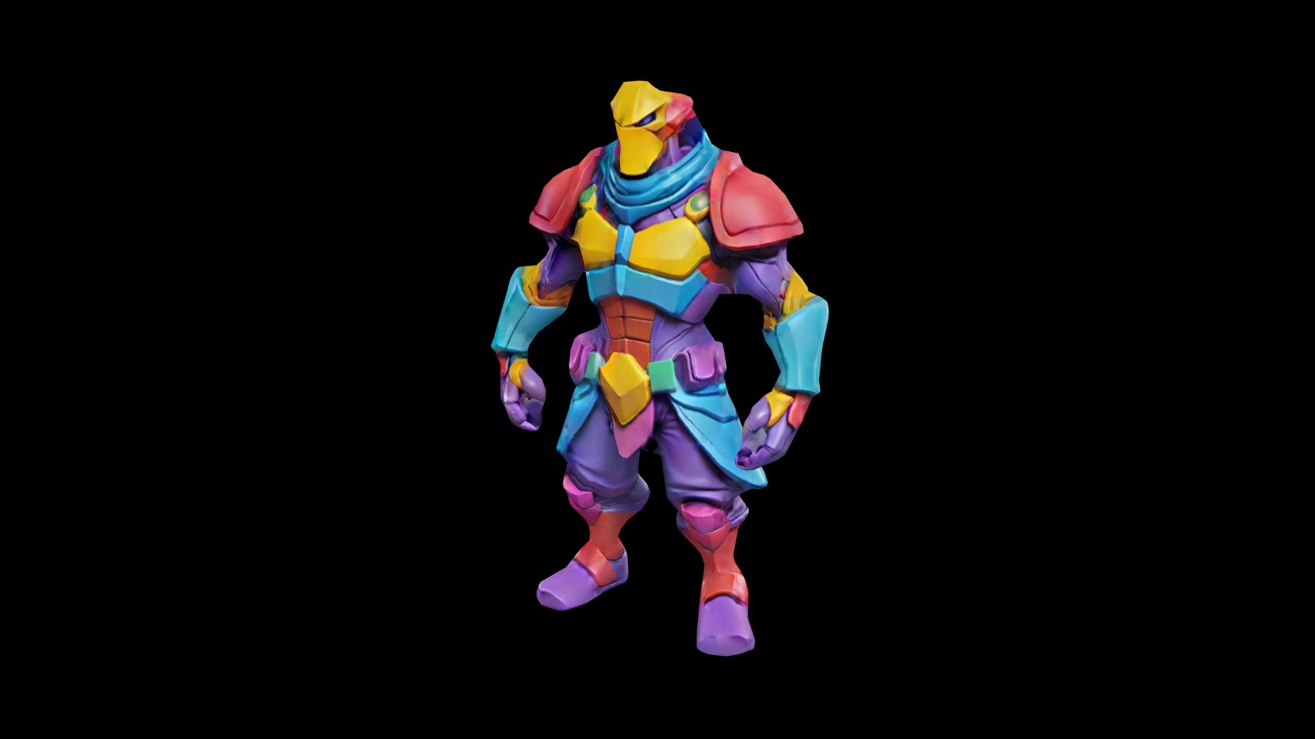 A knight in colorful armor stands with his hands - Download Free 3D ...