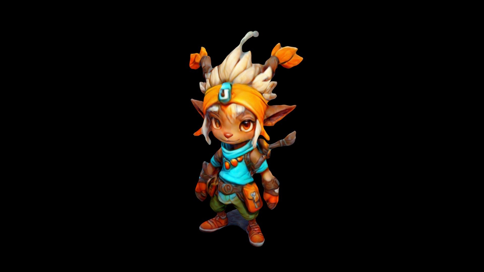 a cartoon illustration of a cute orange furry cr - Download Free 3D ...