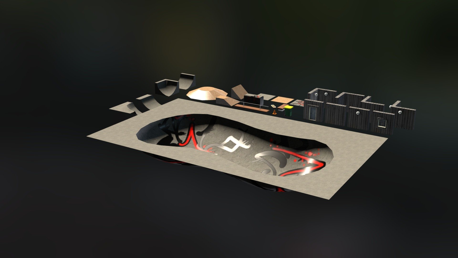Low Poly Stylised Skate Park Kit (UNASSEMBLED) - 3D model by JahKaiYa ...