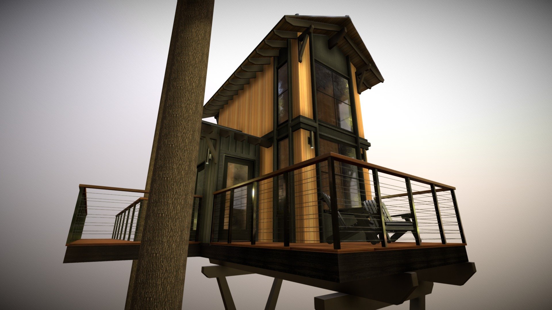 Catskills mountain modern treehouse - Buy Royalty Free 3D model by ...