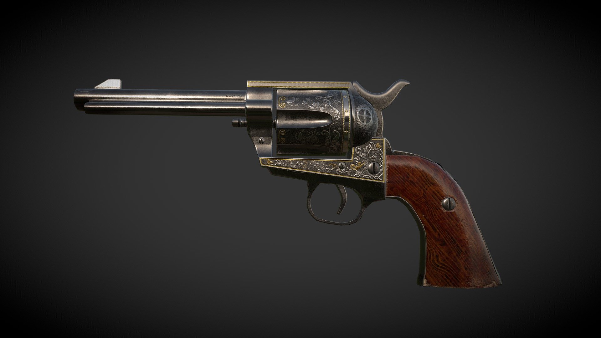 Engraved revolver - 3D model by ThirtyFrames [8507fa4] - Sketchfab