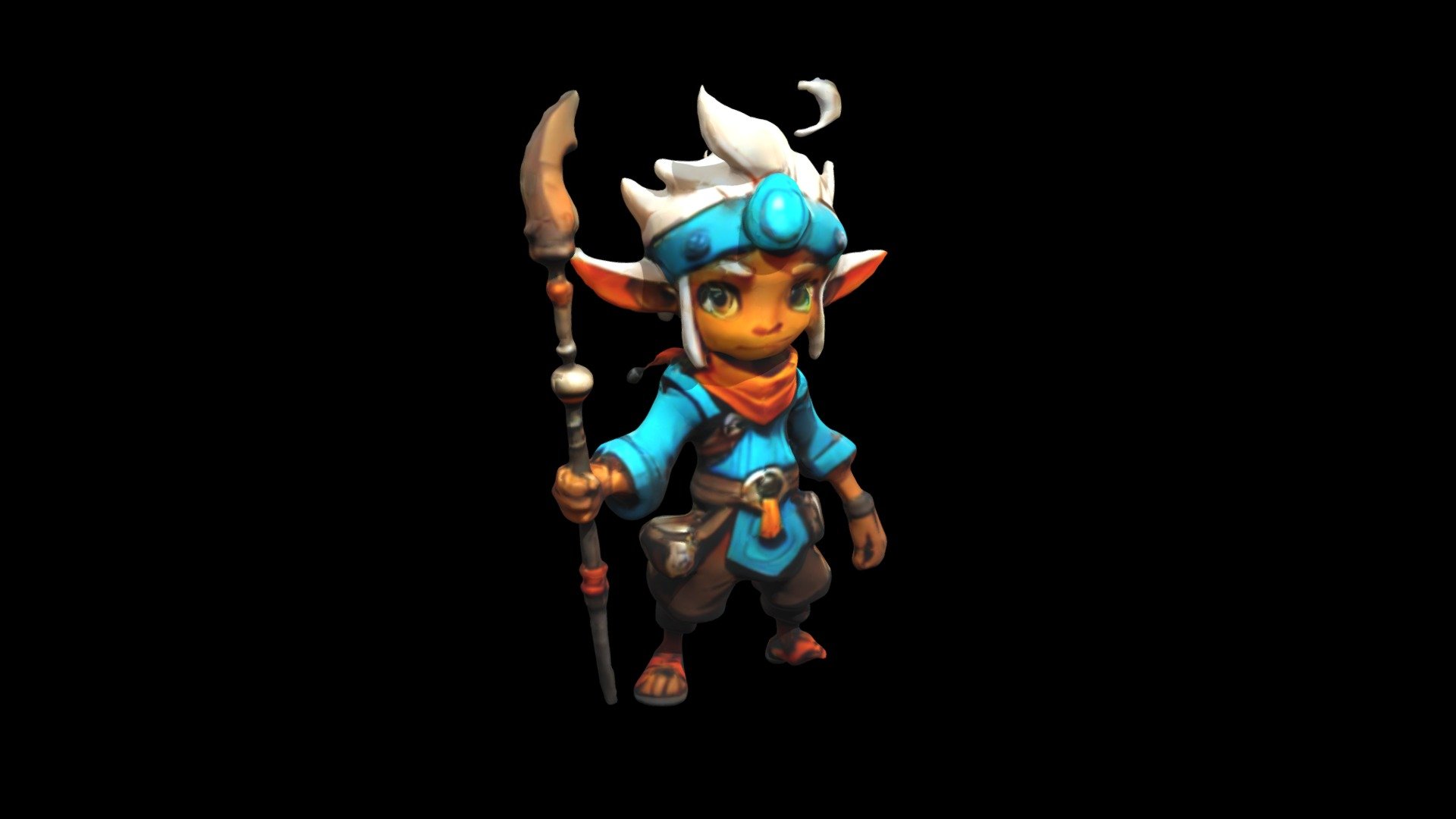 a cartoon character is holding a stick and we - Download Free 3D model ...