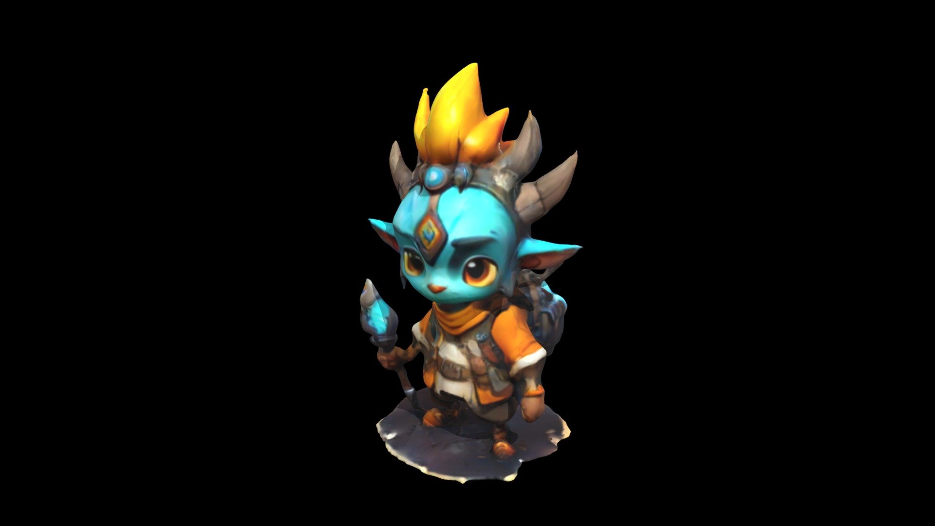An adorable blue alien character with a spiky ye - Download Free 3D ...