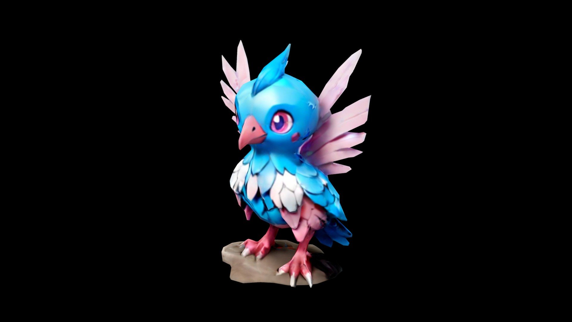 Pokemon of the future - A blue and pink bird wit - Download Free 3D ...
