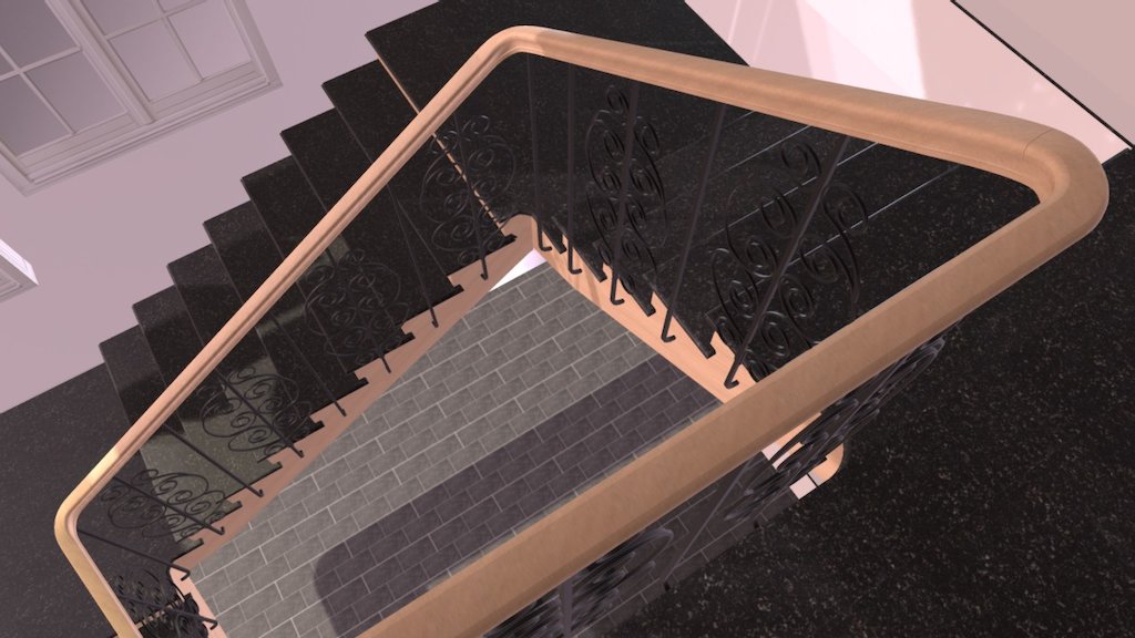 U Shape Continuous Handrail - 3D model by 3D Software for Stair Design ...