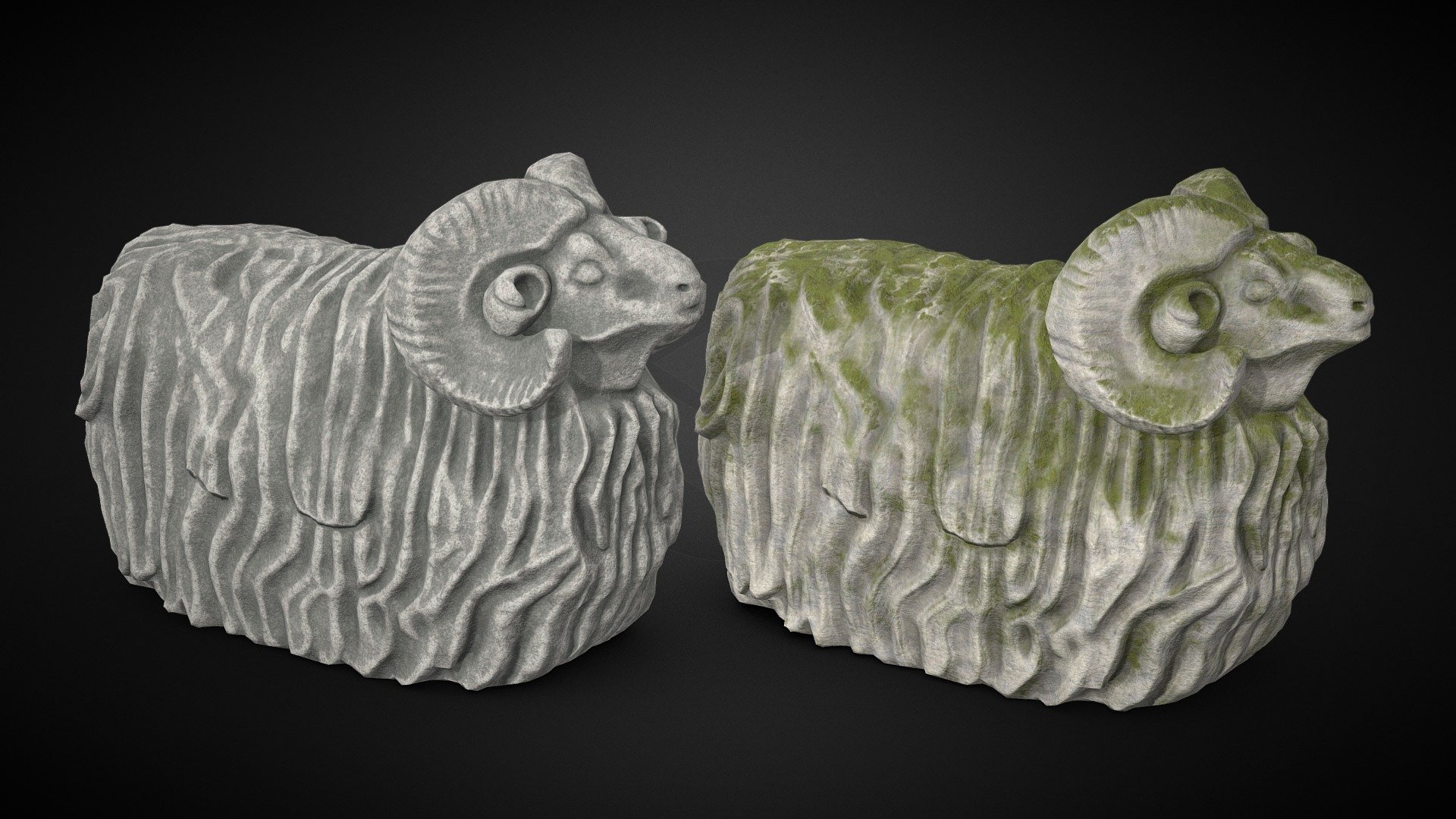 Garden ram stone statues - 3D model by Eleanie [85404eb] - Sketchfab