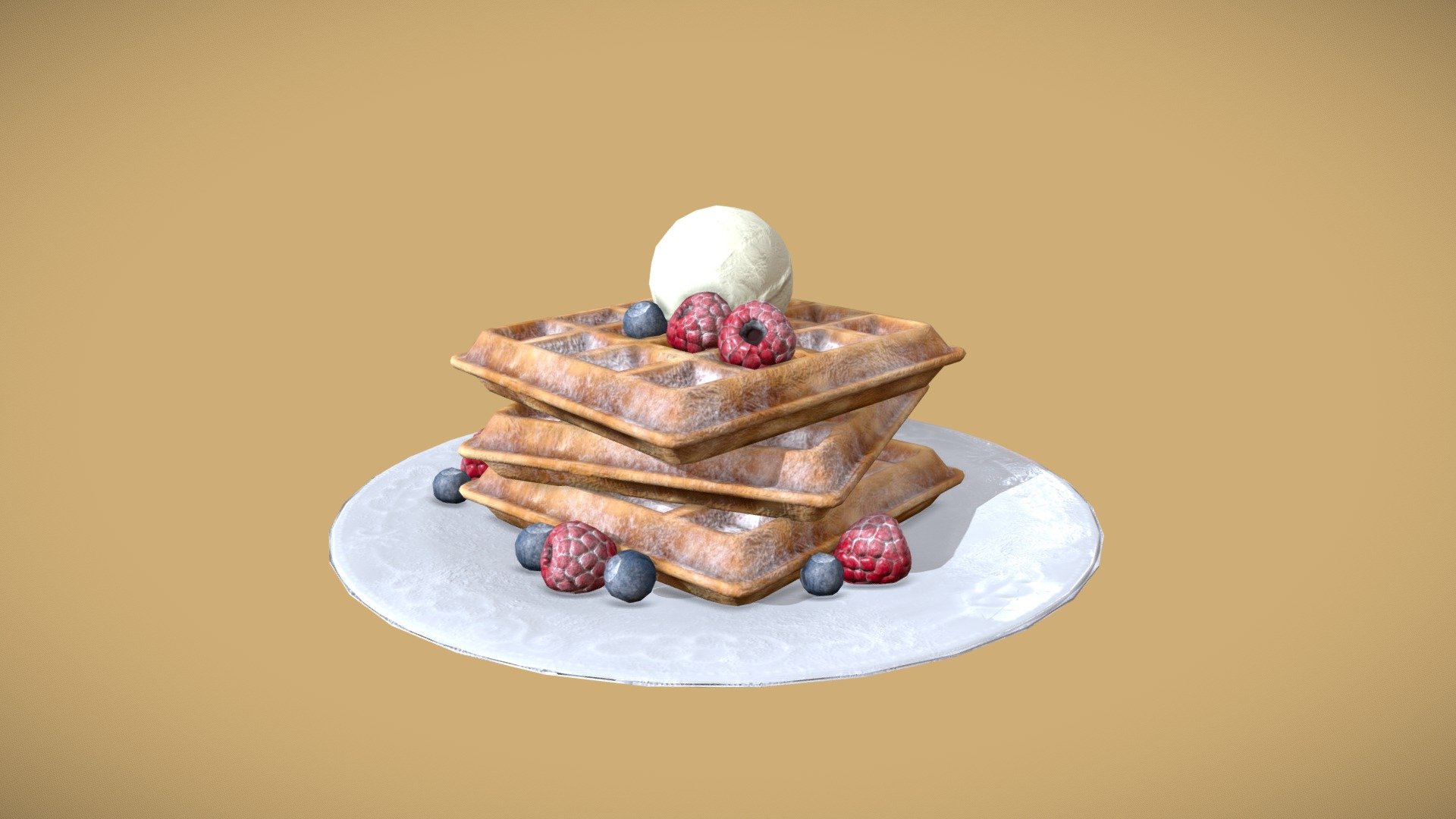 Belgian waffles - 3D model by Dude.fbx [8543bad] - Sketchfab